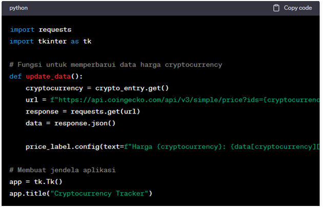 Membuat Aplikasi Cryptocurrency Tracker dengan Python dan CoinGecko API